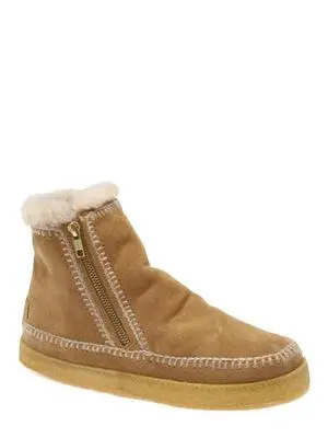 LAIDBACK LONDON Setsu Genuine Shearling Lined Ankle Boots - Saffron Suede/wheat