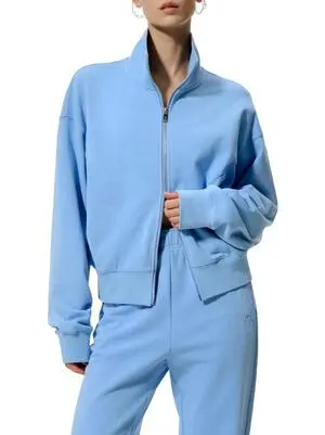Lilysilk Silkerry Oversized Heirloom '89 Zip Stand Collar Jacket - Lagoon Blue