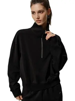 Lilysilk Silkerry Oversized Heirloom '89 Half-Zip Pullover Black
