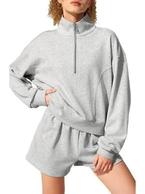Lilysilk Silkerry Oversized Heirloom '89 Half-Zip Pullover Heather-grey