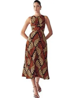 WILLA Revival Midi Dress - Golden Leaf