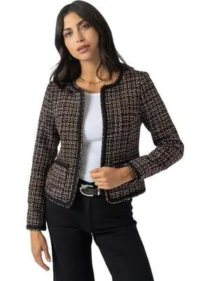 SAINT + SOFIA Rayner Bouclé Jacket - Black/burgundy/gold Boucle