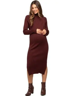 PINKBLUSH Long Sleeve Turtleneck Sweater Dress - Brown