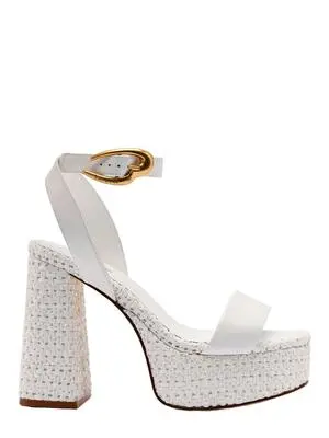 Larroude Dolly Verona Sandal White Leather And White Raffia