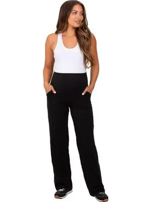 PINKBLUSH Straight Leg Maternity Yoga Pants - Black