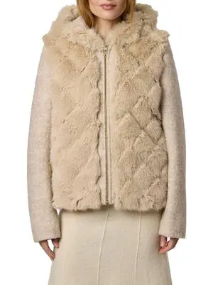 Bernardo Darien Faux Fur & Bouclé Jacket - Beige