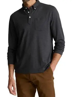UNTUCKIT Vargas Long Sleeve Cotton Polo - Heather Grey