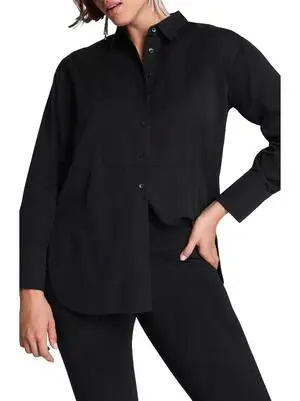 Spanx Bibbed Supima® Cotton Poplin Shirt Classic Black