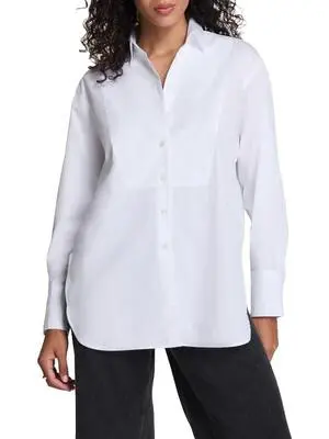 Spanx Bibbed Supima® Cotton Poplin Shirt Classic White