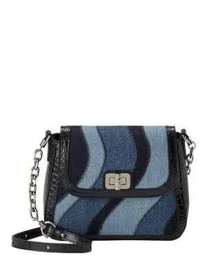 Brahmin Gianna Croc Embossed Leather Crossbody Bag Retro Blue Lismore
