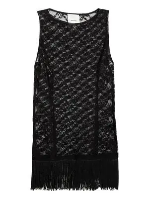 REFORMATION Gabrielle Fringe Hem Knit Top - Black