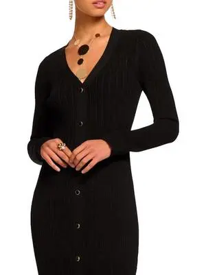Ramy Brook Gabby Long Sleeve Midi Dress - Black