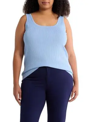 Jones New York Sutton Rib Sweater Tank - Chintz Blue