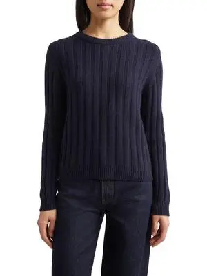 JOHNSTONS OF ELGIN Lecht Cashmere Ribbed Crewneck Sweater