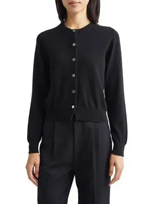 Johnstons Of Elgin Iris Cashmere Crewneck Cardigan - Black