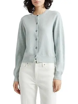 Johnstons Of Elgin Iris Cashmere Crewneck Cardigan - Lunan Mint