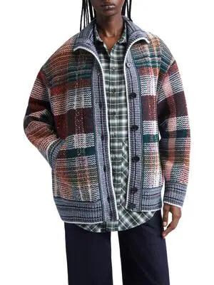 Missoni Oversized Check Wool Blend Cardigan - Green And Red Tones