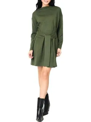 GIBSONLOOK Shay Boatneck Long Sleeve Sweater Dress - Rich Olive
