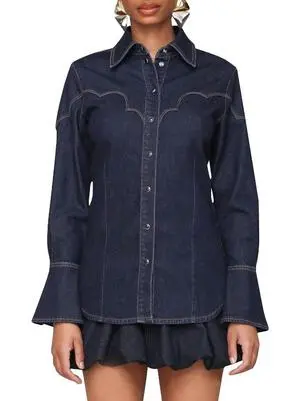 Avec Les Filles Western Denim Shirt - Fell Wash
