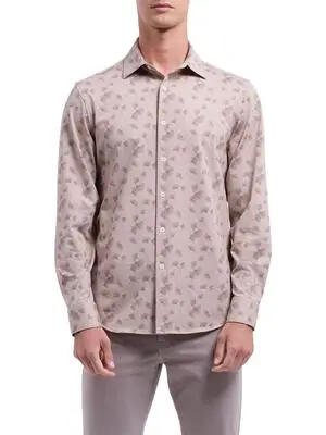 Bugatchi James Ooohcotton® Floral Twill Button-up Shirt - Sand
