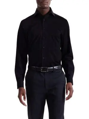 Bugatchi Devon Ooohcotton® Mélange Button-up Shirt - Black