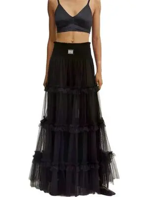 Versace Ruffled Smocked Midi Dress - Black