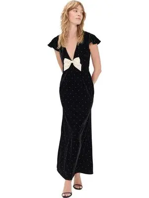 LoveShackFancy Melora Velvet Maxi Dress - Black