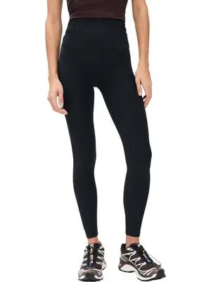 Beyond Yoga Spacedye Raise The Barre Shirred Leggings - Darkest Night