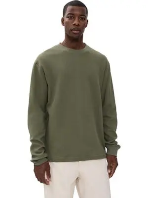 POWER GOODS Thermal Waffle Long Sleeve Tee - Olive