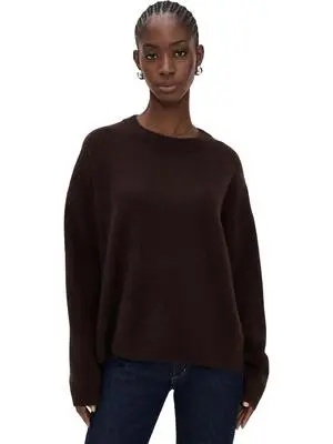 Staud Serrano Cashmere Crewneck Pullover - Dark Chocolate