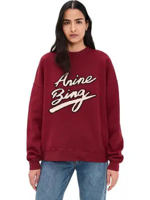 ANINE BING Chenille Logo Sweatshirt - Cabernet
