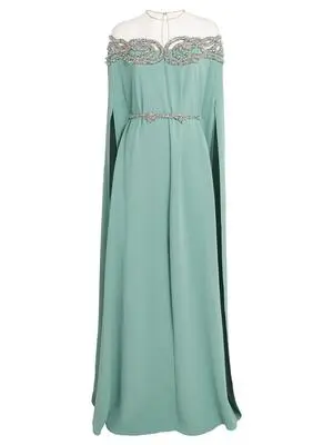 Zuhair Murad Embellished Cape Gown - Green