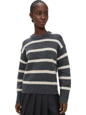 ALEX MILL Striped Nottinghill Sweater - Storm Grey/wishbone