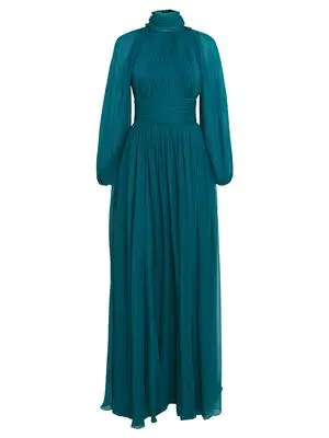Zuhair Murad Silk Draped Gown - Blue