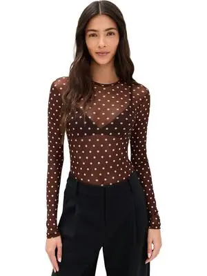 LE BOP Hannah Thong Bodysuit - Chocolate Polka Dot