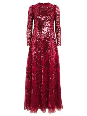 NEEDLE & THREAD Embellished Rosanna Maxi Dress - Red