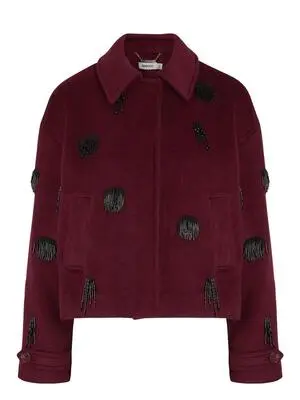 Simkhai Katya Bead-embellished Wool-blend Jacket - Red