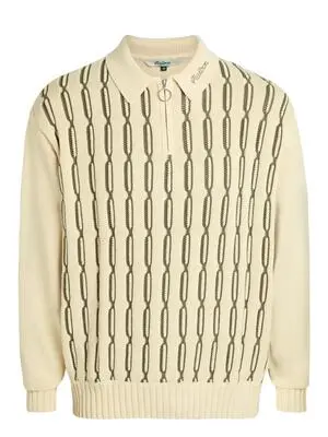 MALBON Links Patterned Cotton-blend Polo Jumper - Beige