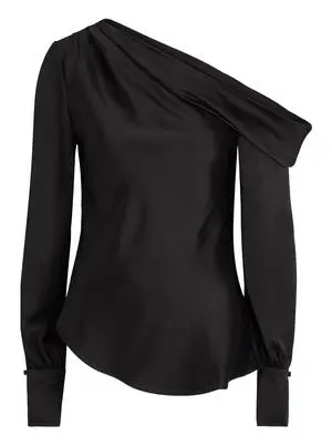 Simkhai Alice Draped Satin Top - Black