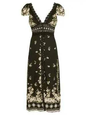 Alice + Olivia Floral-print Crepe Midi Dress - Black