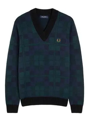 Fred Perry Blackwatch Tartan Wool-blend Jumper - Navy