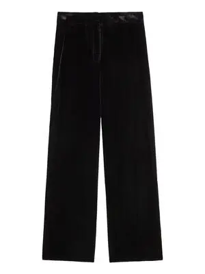 Veronica Beard Alex Wide-leg Velour Trousers - Black