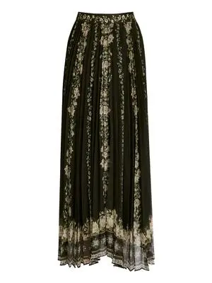 Alice + Olivia Floral-print Chiffon Maxi Skirt - Black
