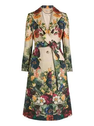 ALICE + OLIVIA Joelle Floral-Print Belted Coat