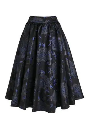 Alice + Olivia Nilda Floral-jacquard Woven Midi Skirt - Black