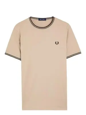 Fred Perry Twin Tipped Logo Cotton T-shirt Ecru