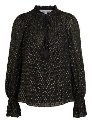 Veronica Beard Fil Coupé Chiffon Blouse - Black