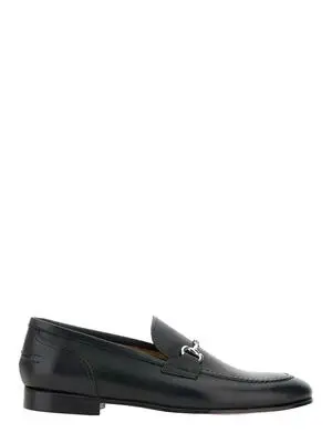 DUCA DEGLI ABRUZZI Leather Loafers With Metal Detail - Black