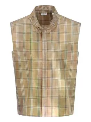 Burberry Sleeveless Check Top - Neutrals