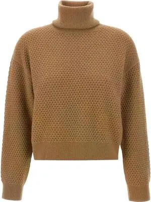 Max Mara Honeycomb High-collar Sweater - Brown